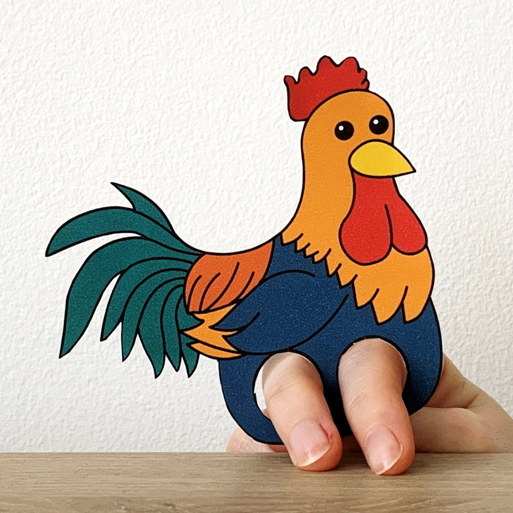 Rooster Finger Puppet Printable Farm Animal Coloring Paper Craft ...