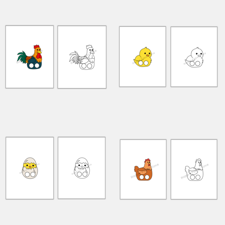 Chicken Finger Puppets Printable Farm Animal Coloring Paper Craft ...