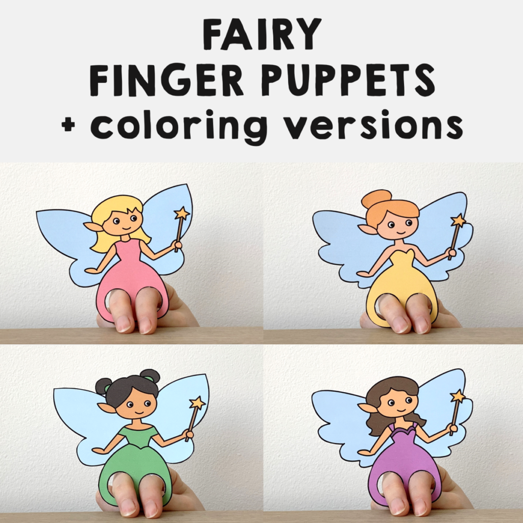 Fairy Finger Puppets Printable Fairytale Coloring Paper Craft Activity ...