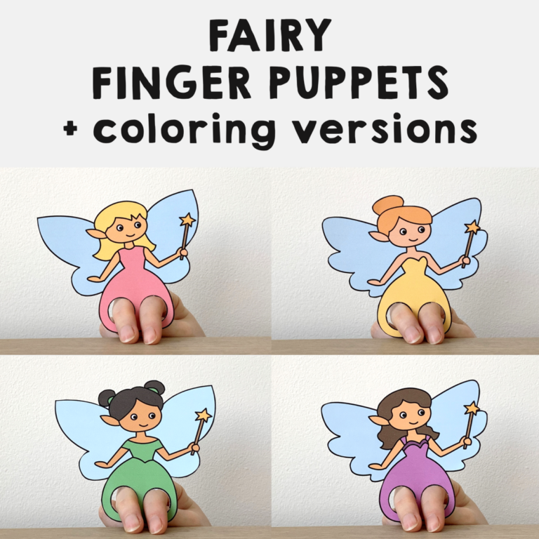 Fairy Finger Puppets Printable Fairytale Coloring Paper Craft Activity ...