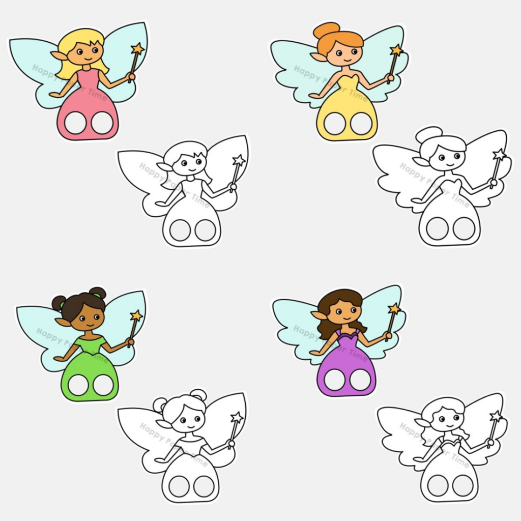 Fairy Finger Puppets Printable Fairytale Coloring Paper Craft Activity ...