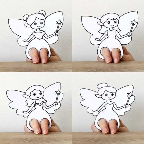 Fairy Finger Puppets Printable Fairytale Coloring Paper Craft Activity ...