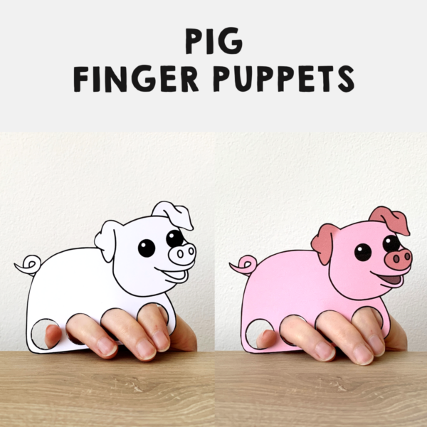 Pig Finger Puppet Printable Farm Animal Coloring Paper Craft Activity ...
