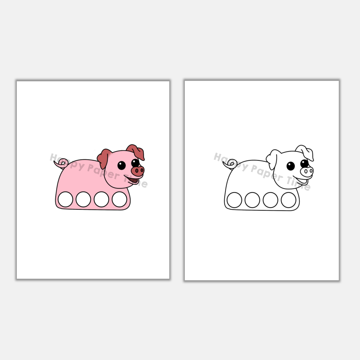 Pig Finger Puppet Printable Farm Animal Coloring Paper Craft Activity ...