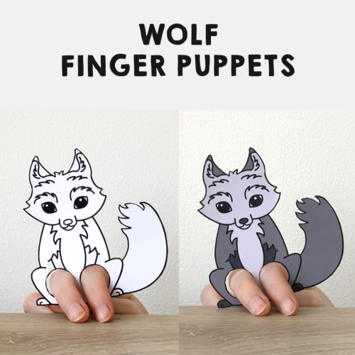 Wolf Finger Puppet Printable Woodland Animal Coloring Paper Craft ...