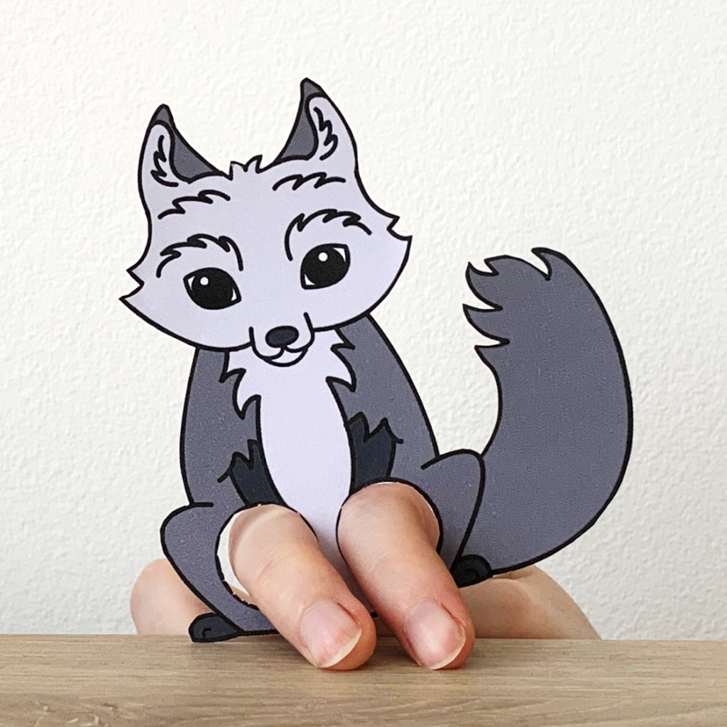 Wolf Finger Puppet Printable Woodland Animal Coloring Paper Craft ...