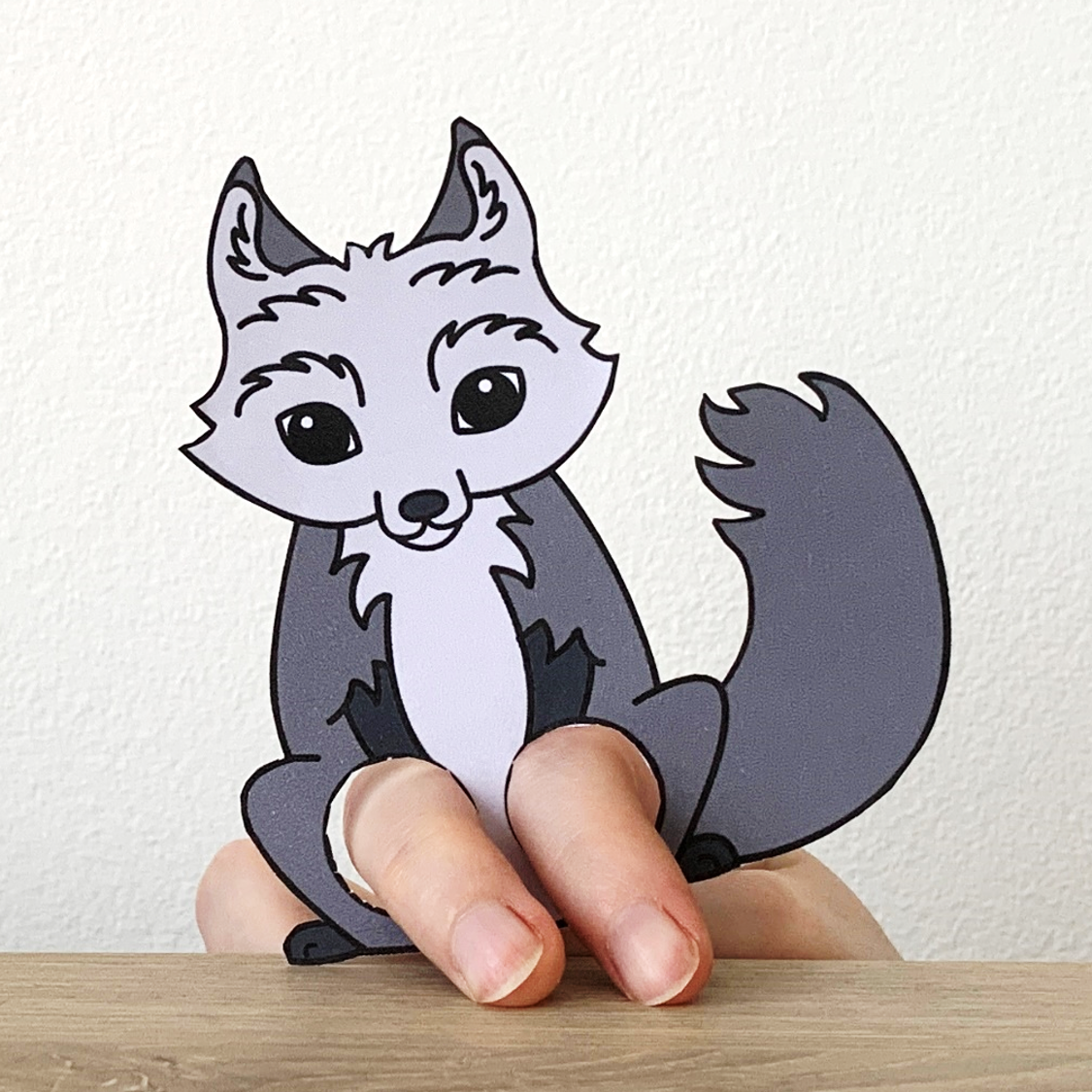Wolf Finger Puppet Printable Woodland Animal Coloring Paper Craft ...