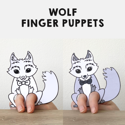 Wolf Finger Puppet Printable Woodland Animal Coloring Paper Craft ...