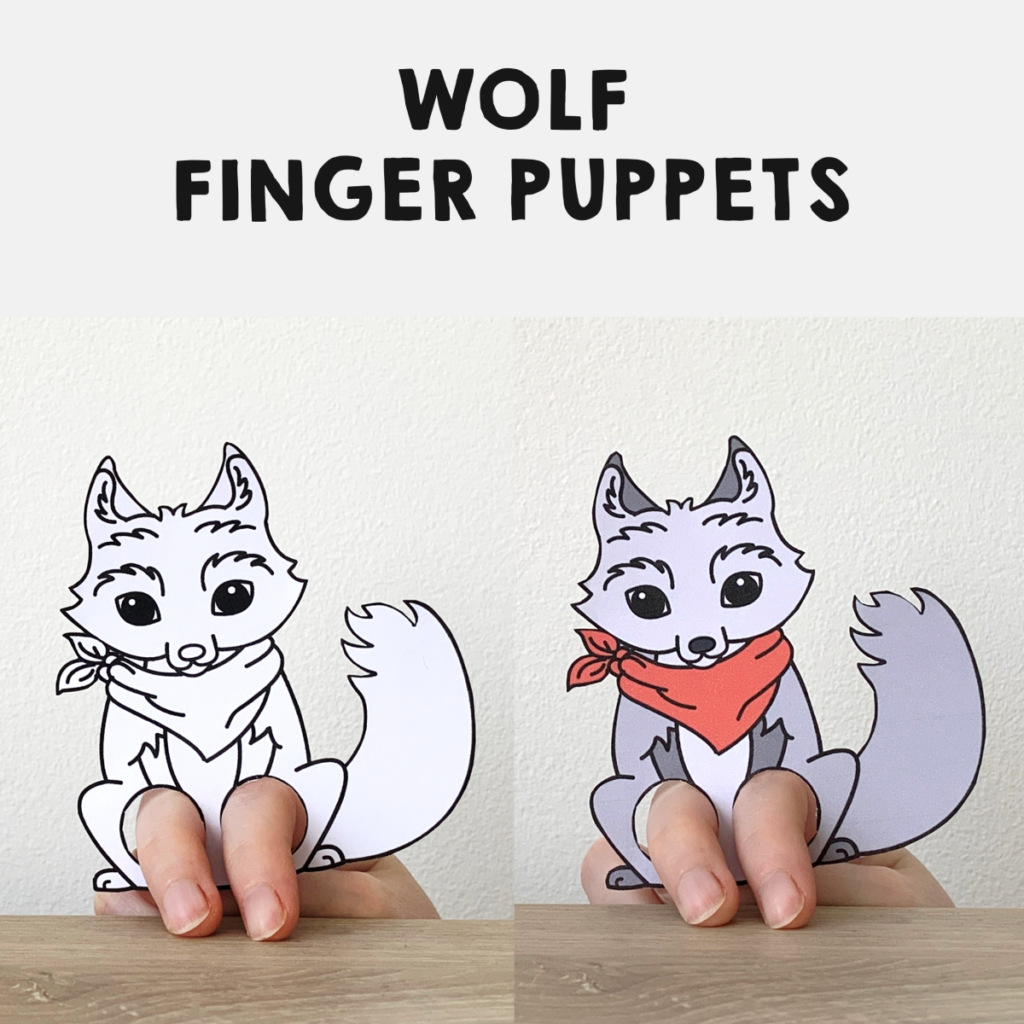 Wolf Finger Puppet Printable Woodland Animal Coloring Paper Craft ...