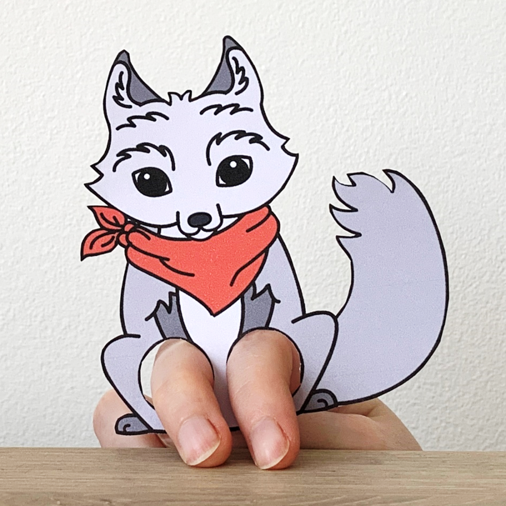 Wolf Finger Puppet Printable Woodland Animal Coloring Paper Craft ...