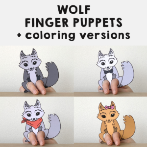 Wolf Finger Puppets Printable Woodland Animal Coloring Paper Craft ...