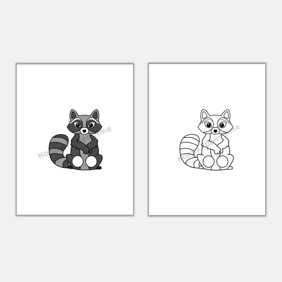 Raccoon Finger Puppet Printable Woodland Animal Coloring Paper Craft ...