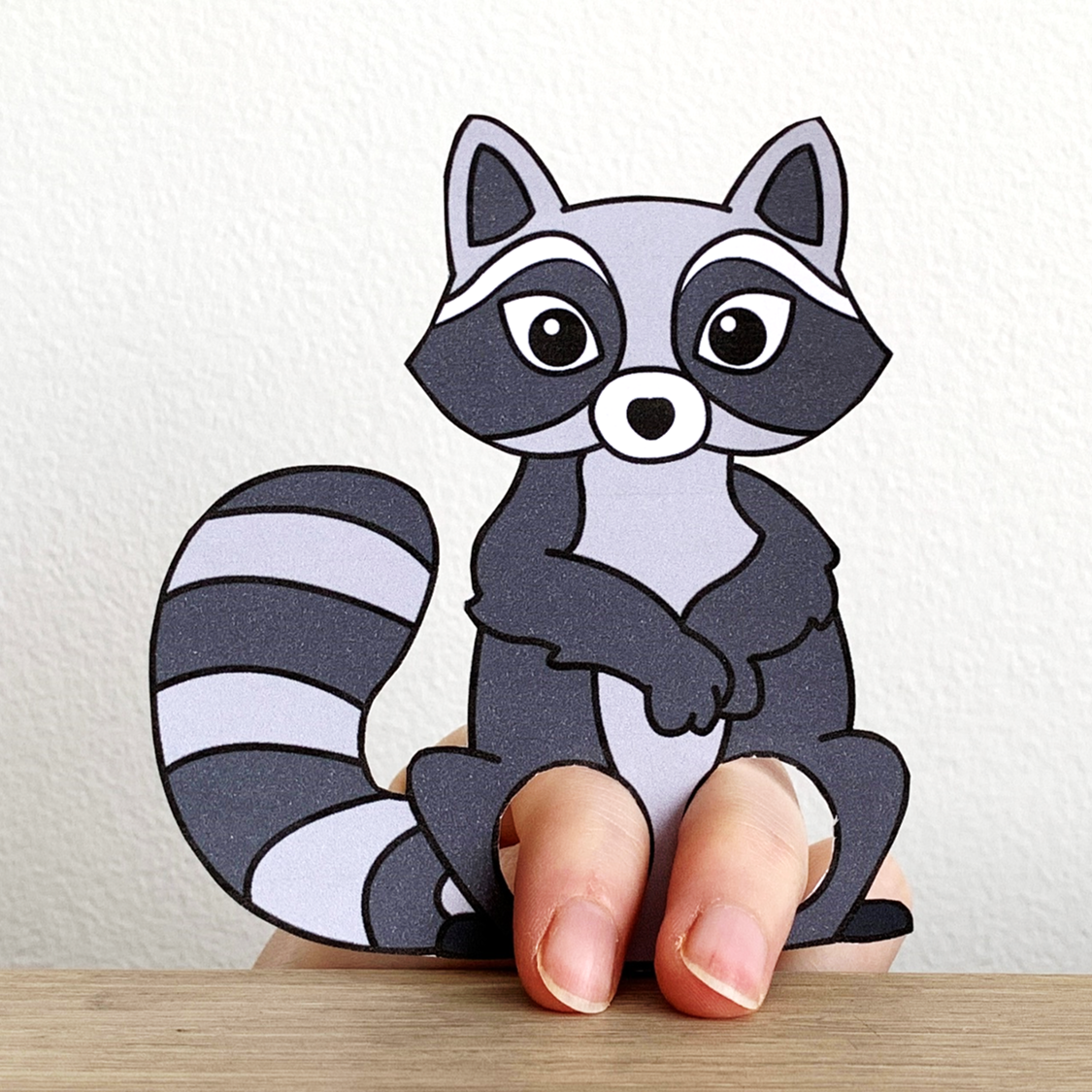 Raccoon Finger Puppet Printable Woodland Animal Coloring Paper Craft ...