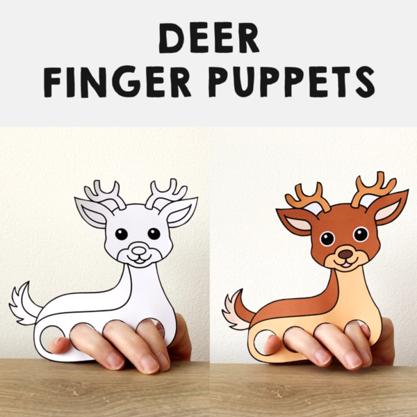 Deer Finger Puppet Printable Woodland Animal Coloring Paper Craft ...