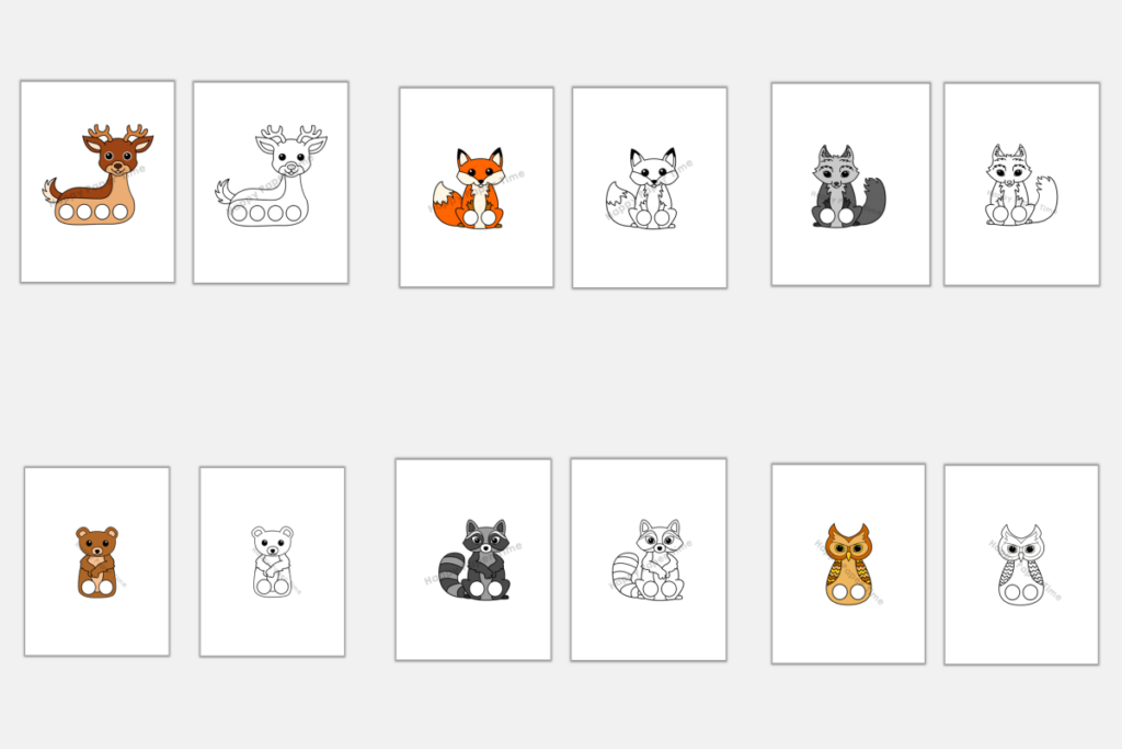 Woodland Animals Finger Puppets Printable Forest Coloring Paper Craft ...