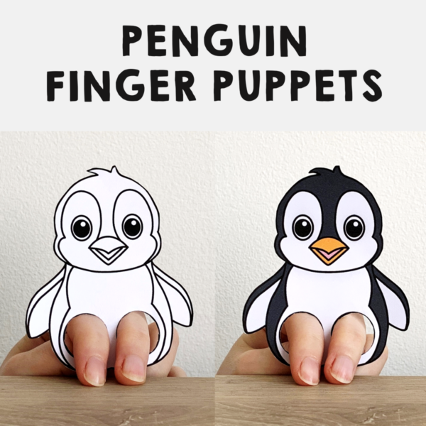Penguin Finger Puppet Printable Arctic Animal Coloring Paper Craft ...
