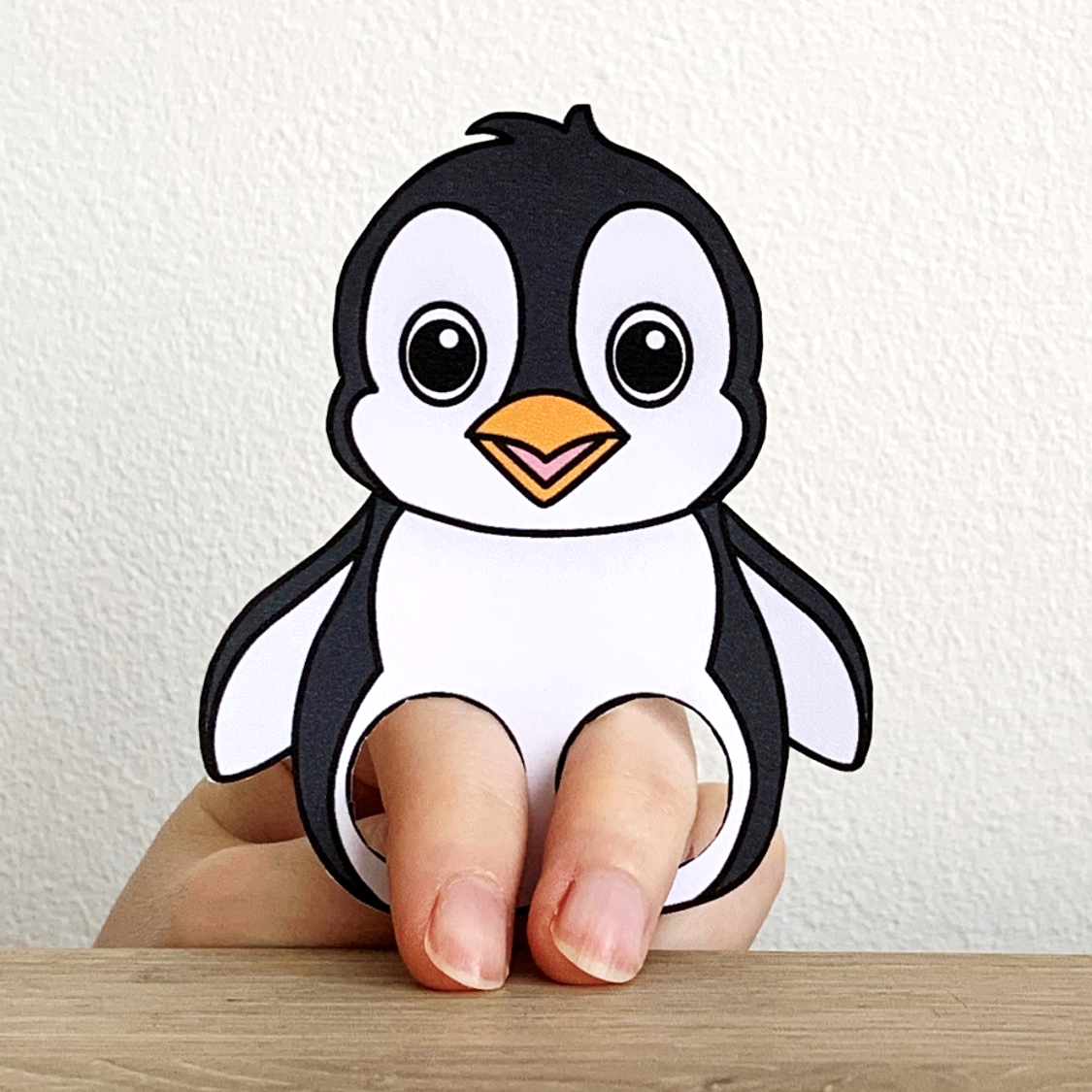 Penguin Finger Puppet Printable Arctic Animal Coloring Paper Craft ...