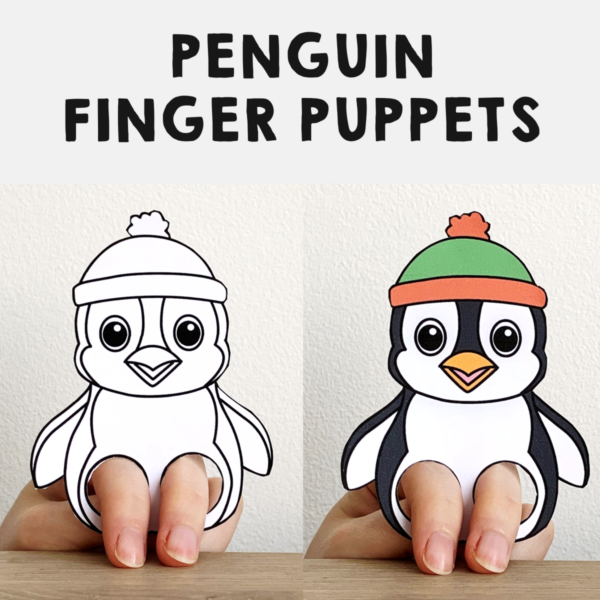 Penguin Finger Puppet Printable Arctic Animal Coloring Paper Craft ...