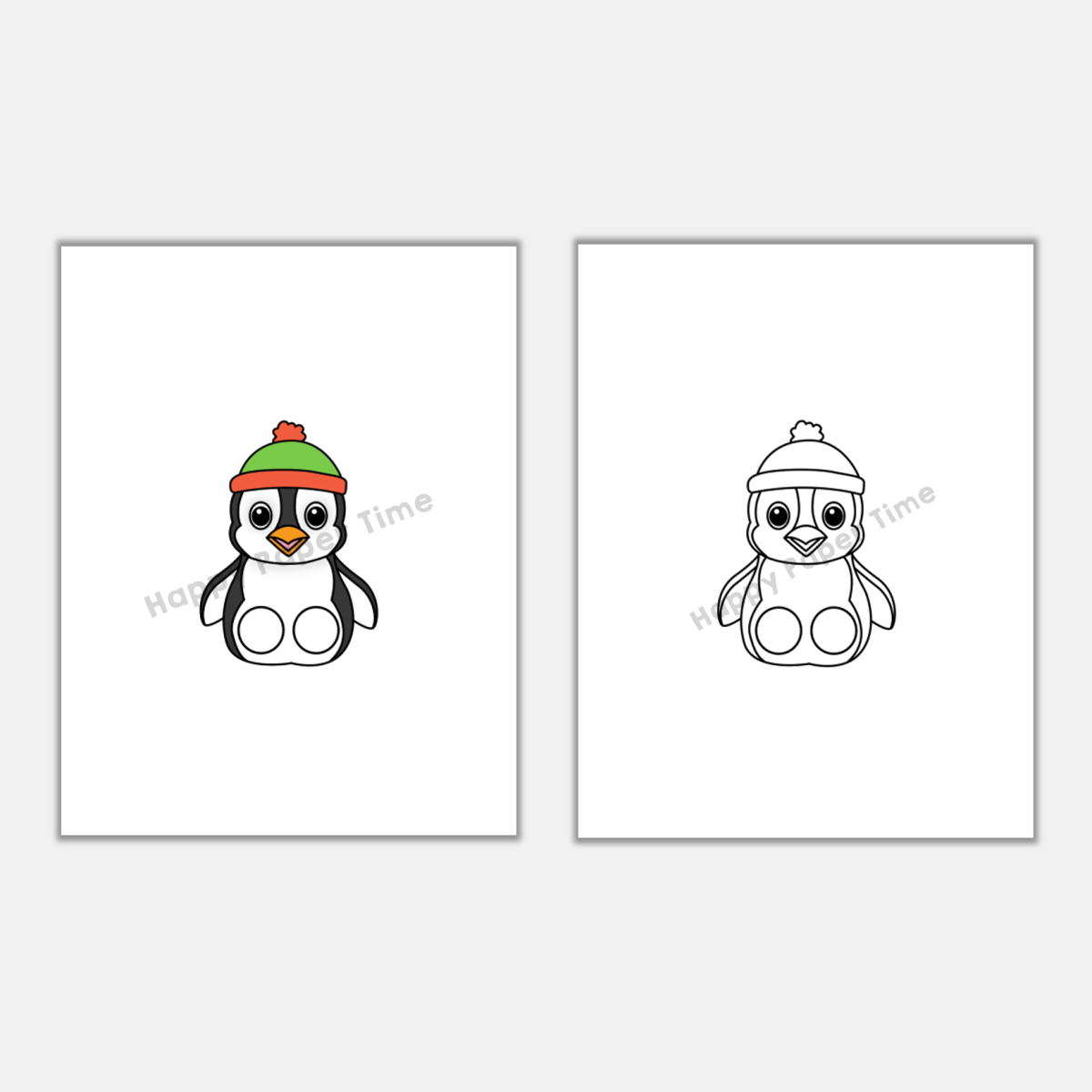 Penguin Finger Puppet Printable Arctic Animal Coloring Paper Craft ...