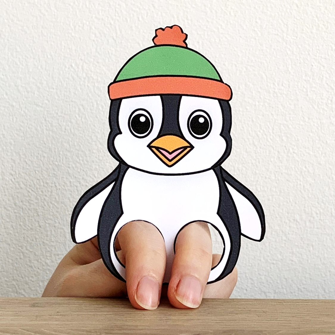 Penguin Finger Puppet Printable Arctic Animal Coloring Paper Craft ...