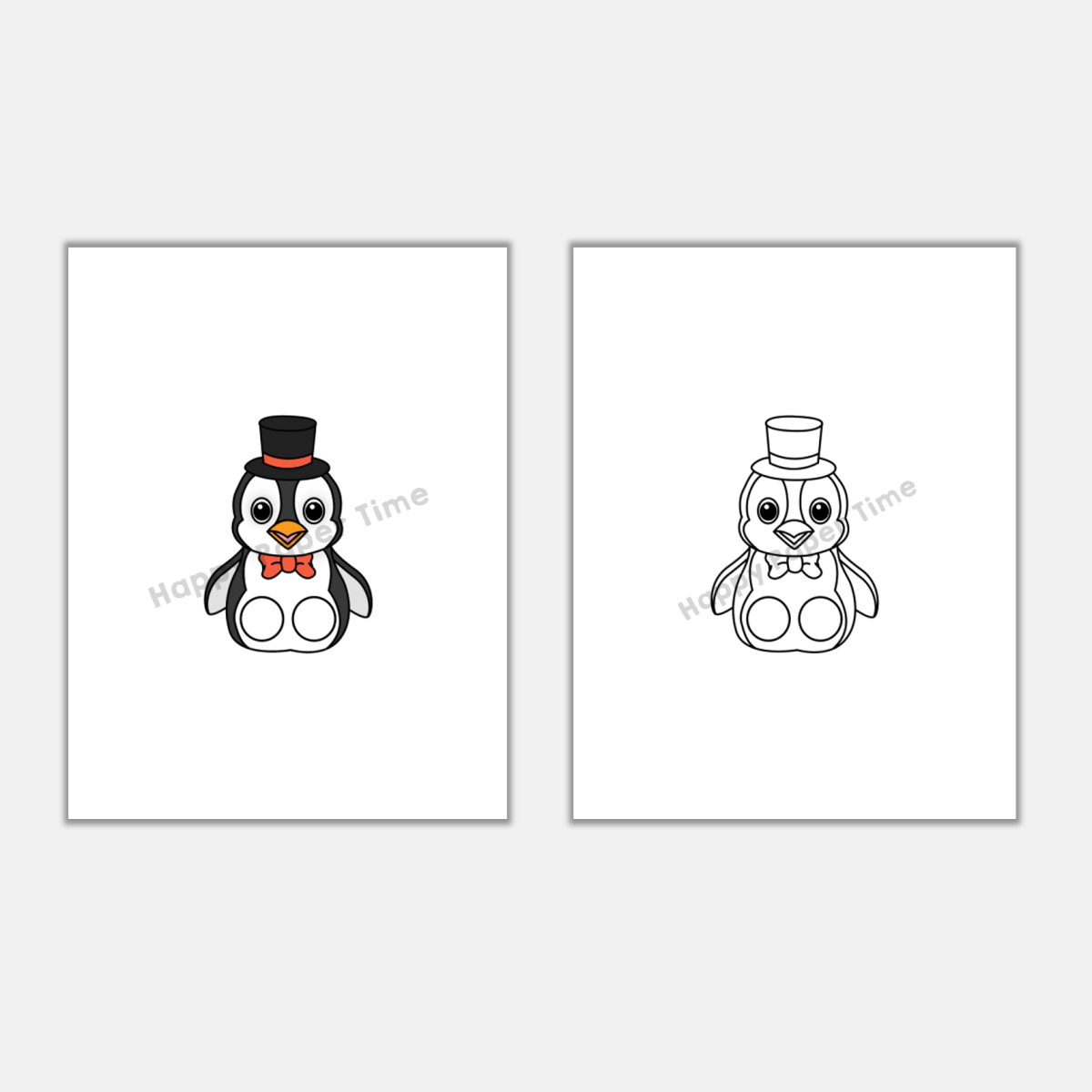 Penguin Finger Puppet Printable Arctic Animal Coloring Paper Craft ...