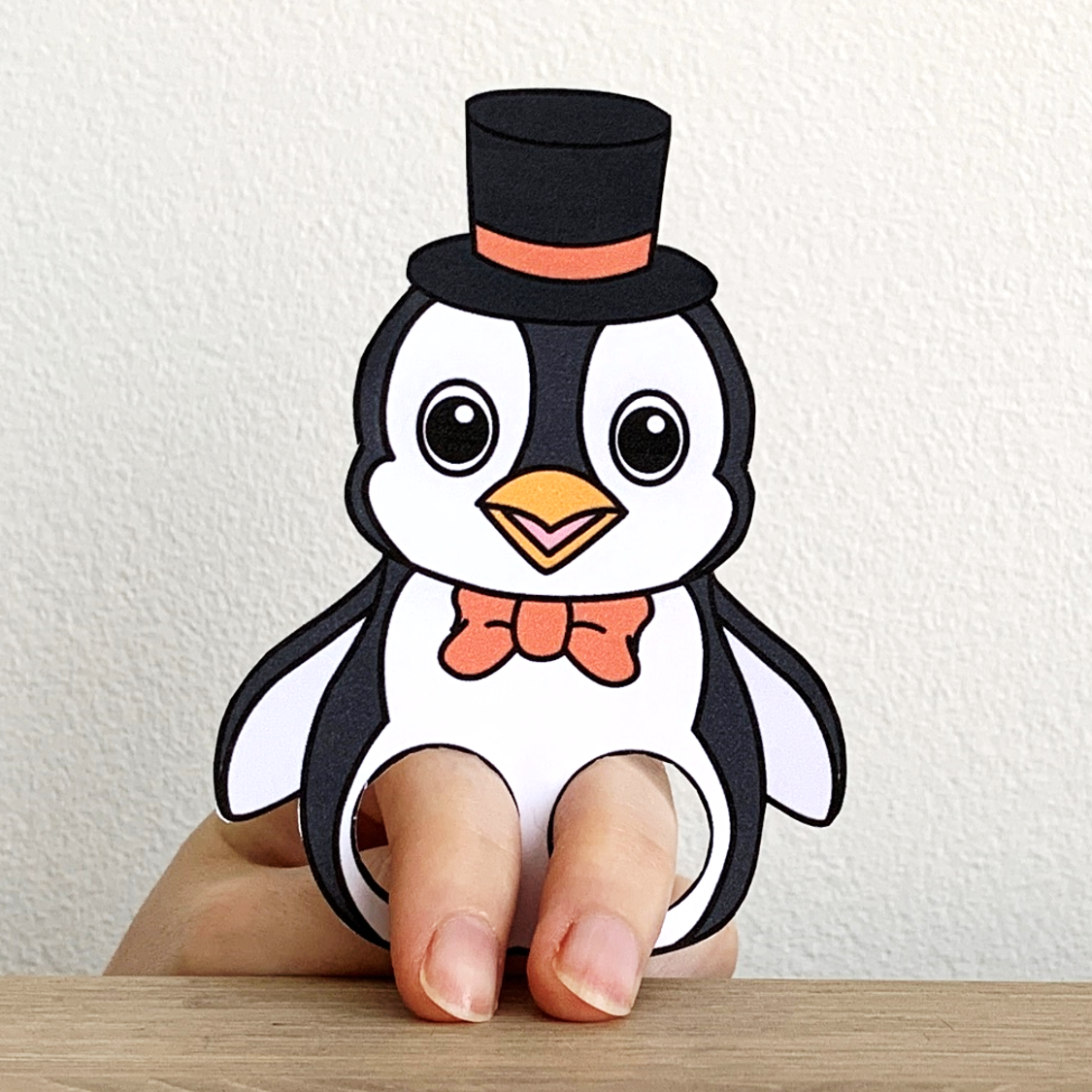 Penguin Finger Puppet Printable Arctic Animal Coloring Paper Craft ...