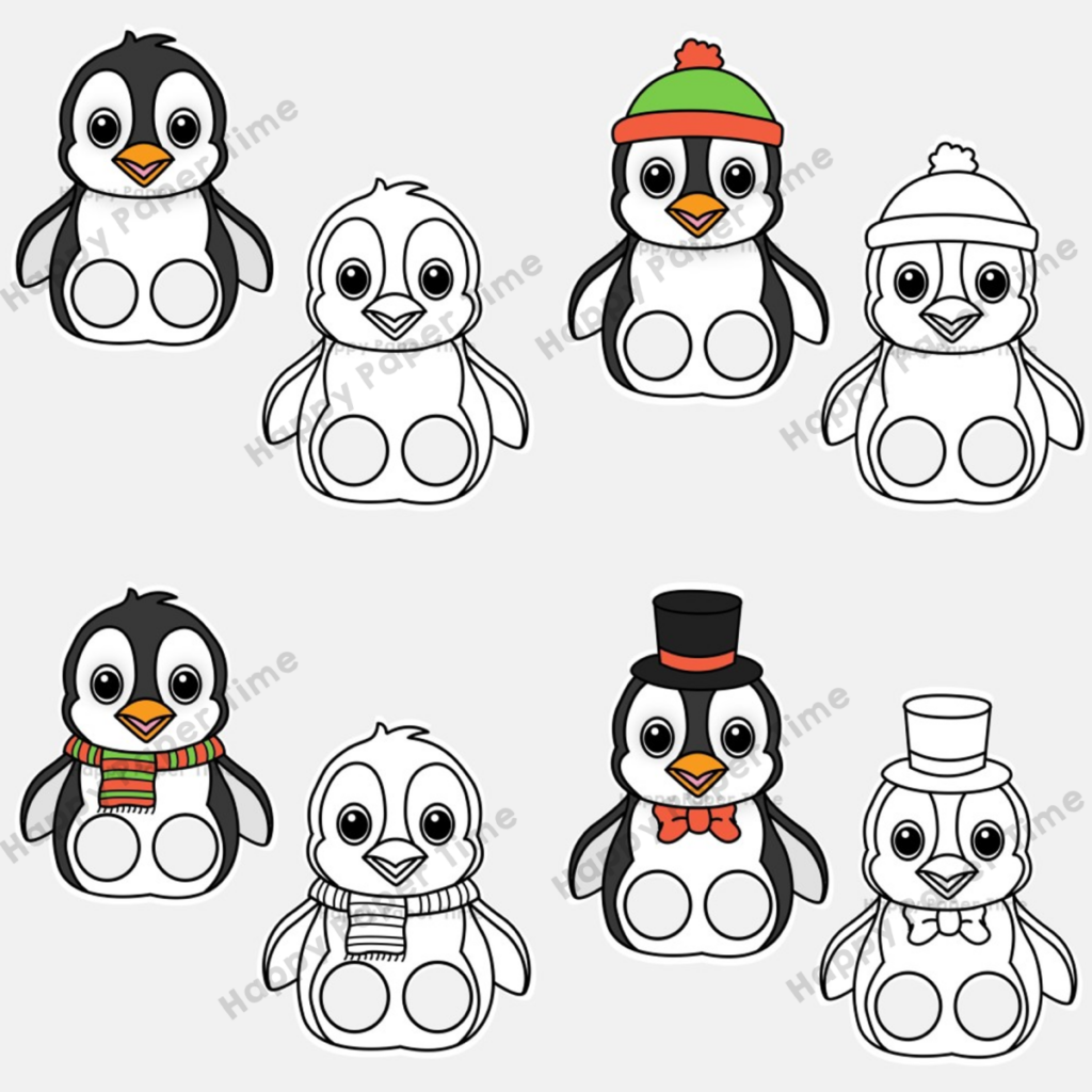 Penguin Finger Puppets Printable Arctic Animal Coloring Paper Craft ...