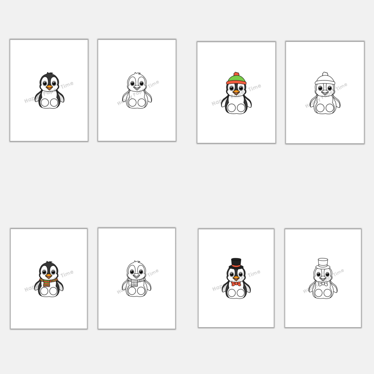 Penguin Finger Puppets Printable Arctic Animal Coloring Paper Craft ...