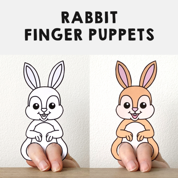 Rabbit Finger Puppet Printable Bunny Farm Animal Coloring Paper Craft ...