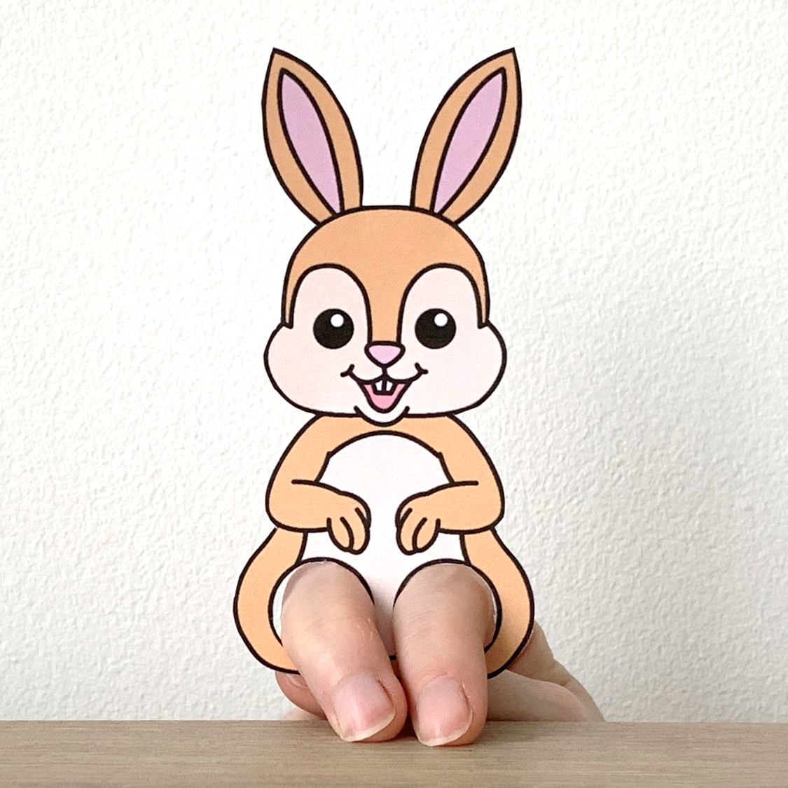 Rabbit Finger Puppet Printable Bunny Farm Animal Coloring Paper Craft ...