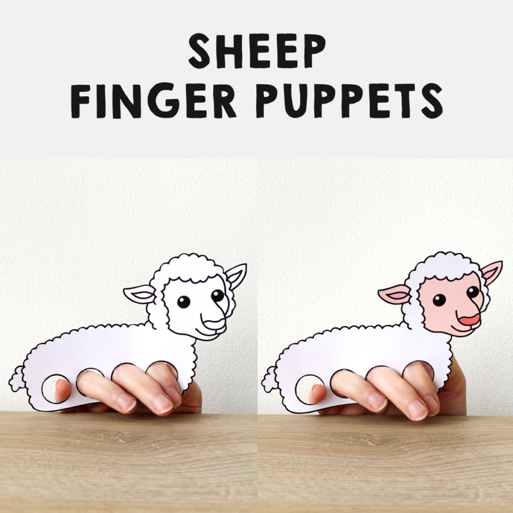 Sheep Finger Puppet Printable Farm Animal Coloring Paper Craft Activity ...
