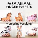 Farm Animals Finger Puppets Printable Coloring Paper Craft Activity ...