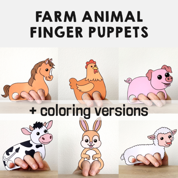 Farm Animals Finger Puppets Printable Coloring Paper Craft Activity ...