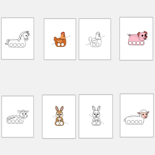 Farm Animals Finger Puppets Printable Coloring Paper Craft Activity ...