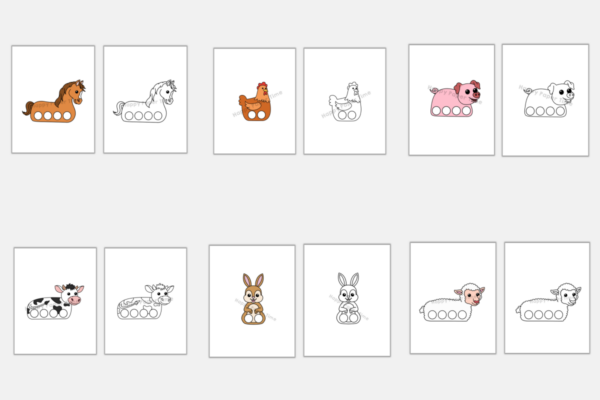 Farm Animals Finger Puppets Printable Coloring Paper Craft Activity ...