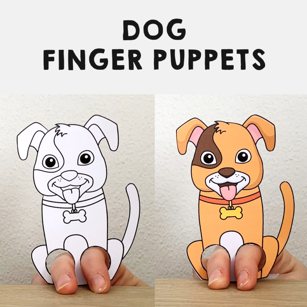Dog Finger Puppet Printable Puppy Pet Animal Coloring Paper Craft ...