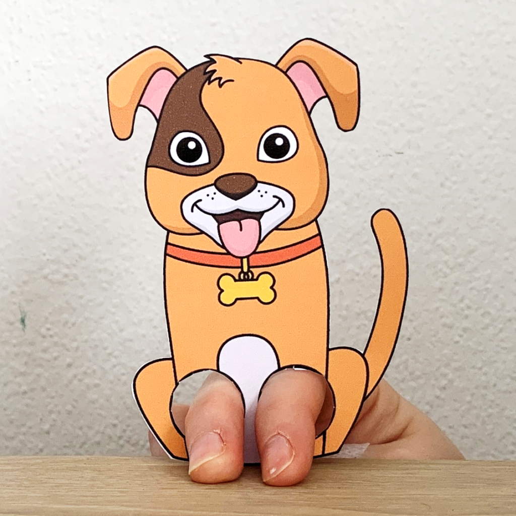 Dog Finger Puppet Printable Puppy Pet Animal Coloring Paper Craft ...
