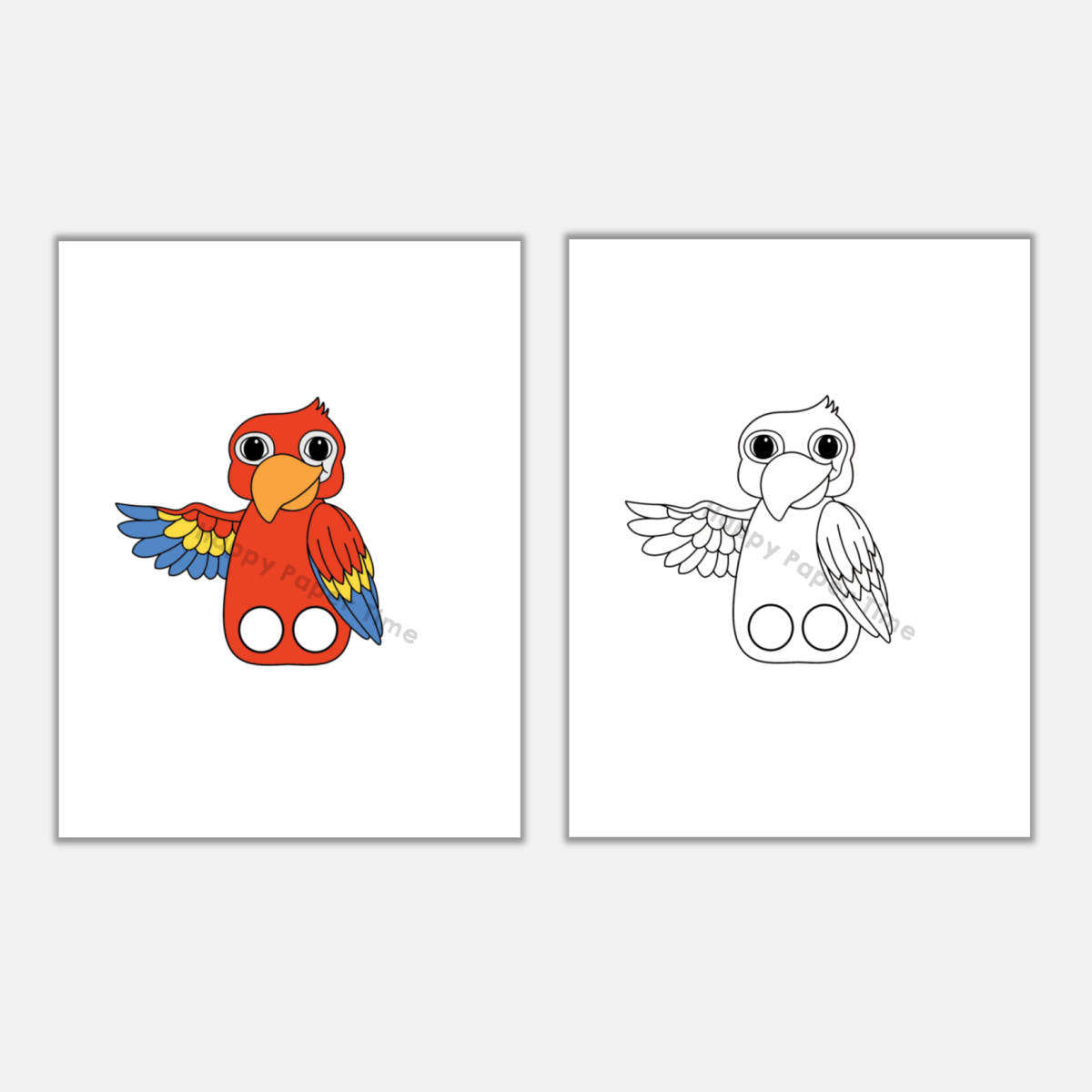 Parrot Finger Puppet Printable Bird Pet Animal Coloring Paper Craft ...