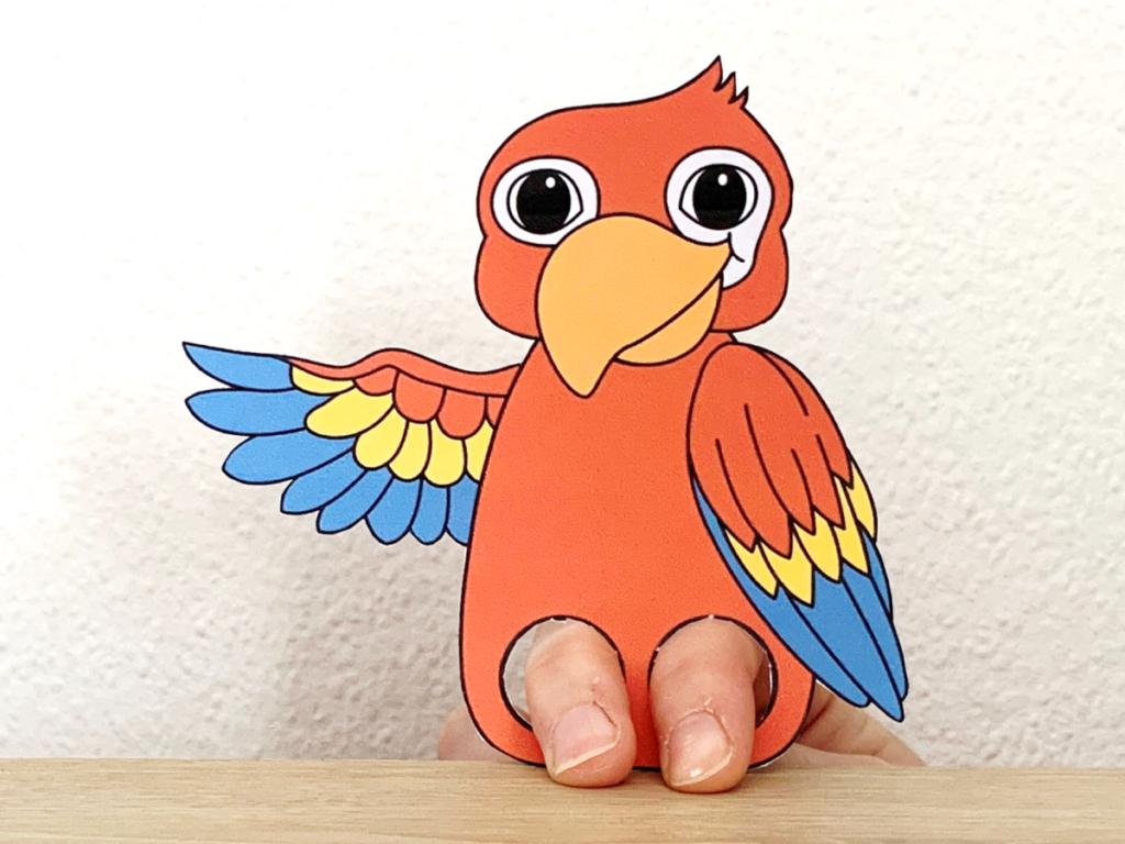 Parrot Finger Puppet Printable Bird Pet Animal Coloring Paper Craft ...