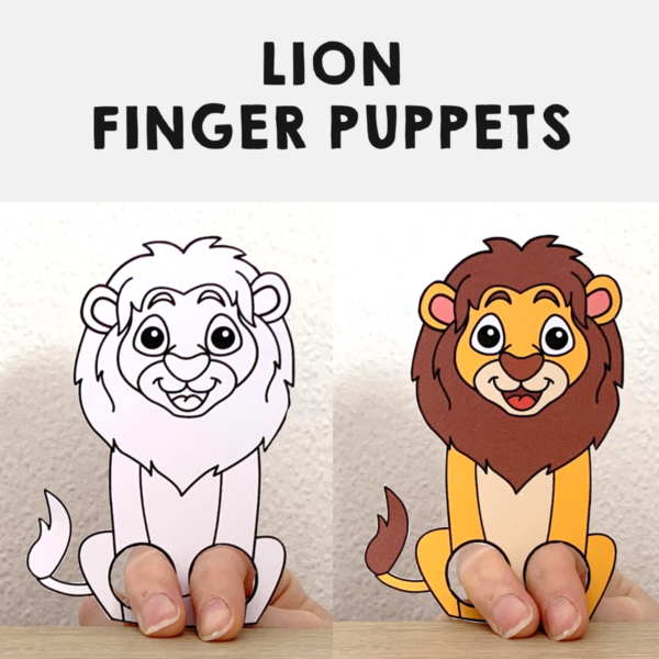 Lion Finger Puppet Printable African Animal Coloring Paper Craft ...