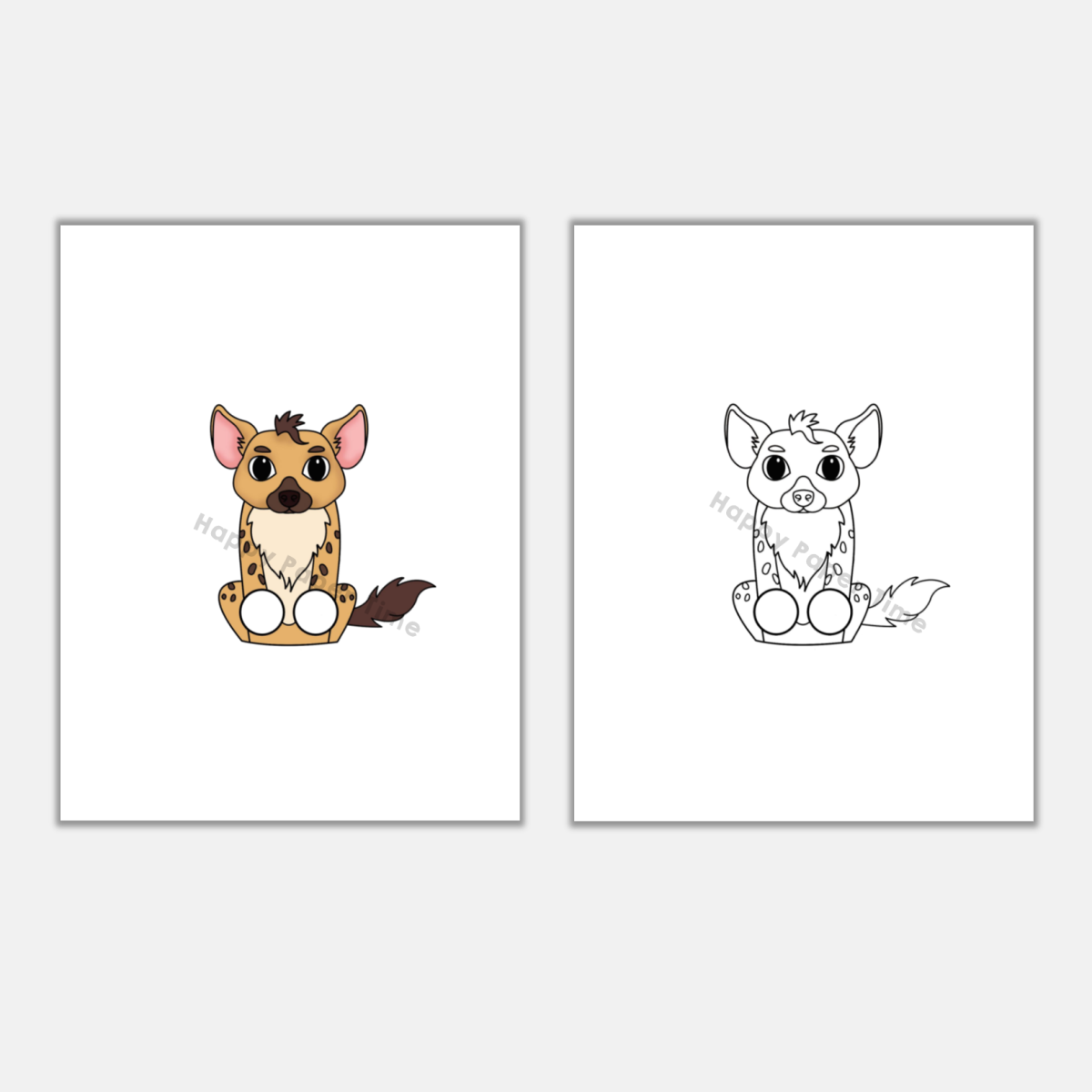 Hyena Finger Puppet Printable African Animal Coloring Paper Craft ...