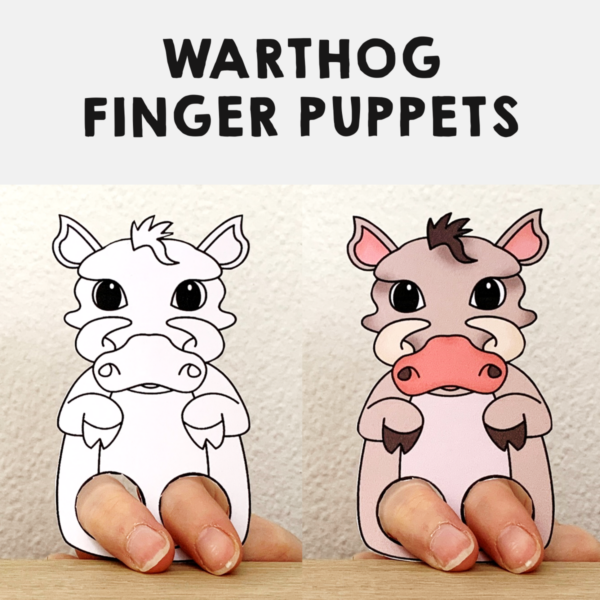 Warthog Finger Puppet Printable African Animal Coloring Paper Craft ...