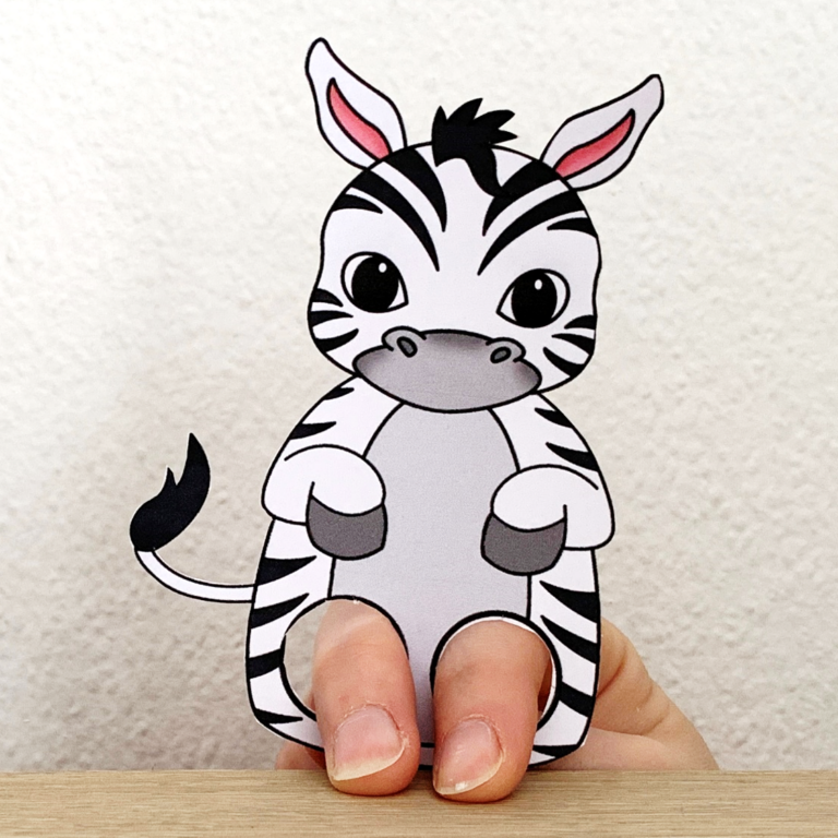 Zebra Finger Puppet Printable African Animal Coloring Paper Craft ...