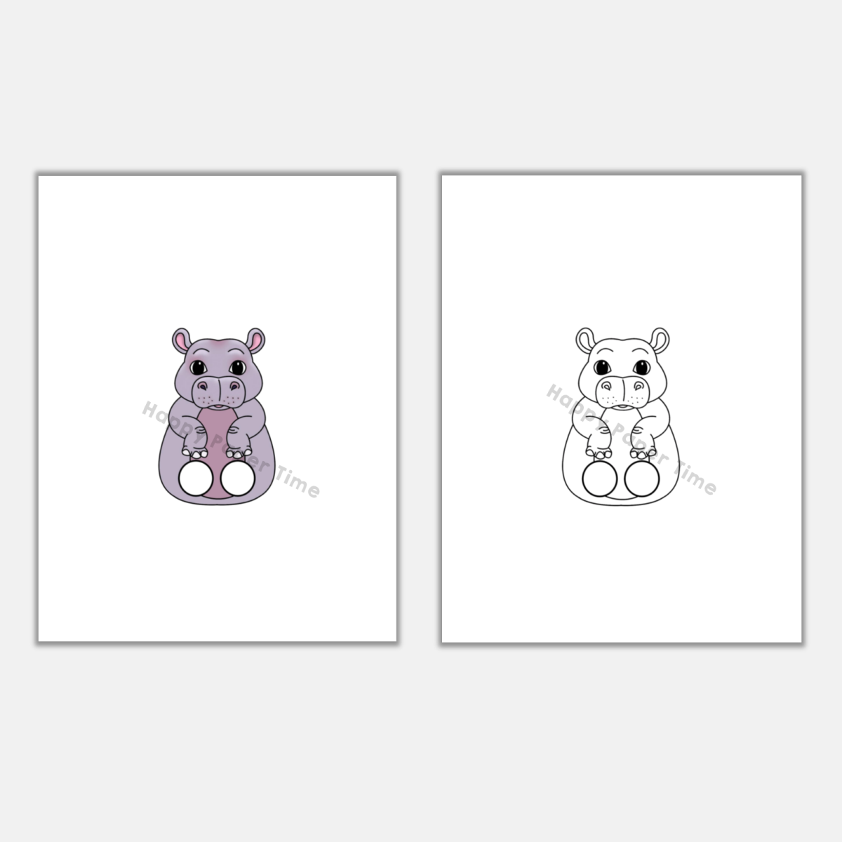 Hippo Finger Puppet Printable African Animal Coloring Paper Craft ...