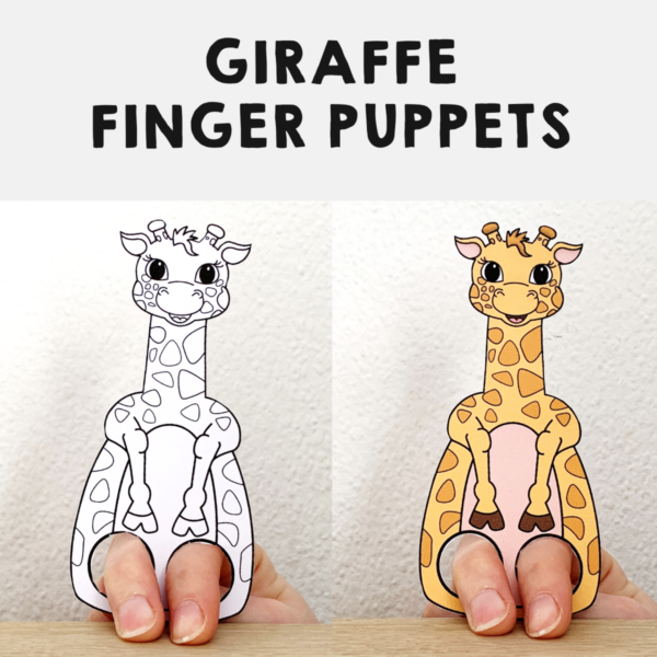 Giraffe Finger Puppet Printable African Animal Coloring Paper Craft ...