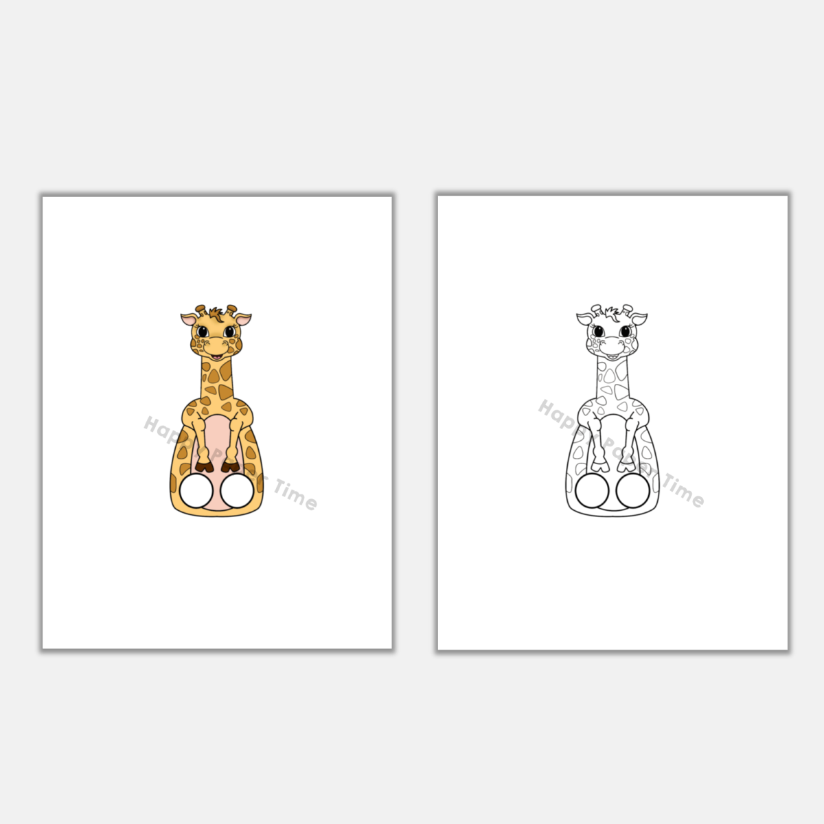 Giraffe Finger Puppet Printable African Animal Coloring Paper Craft ...