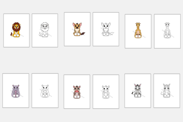 African Animals Finger Puppets Printable Coloring Paper Craft Activity ...