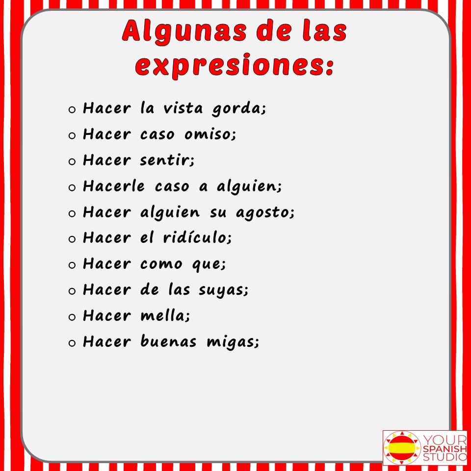 SPANISH ADVANCED VOCABULARY EXPRESSIONS WITH HACER NOTES AND ACTIVITIES ...