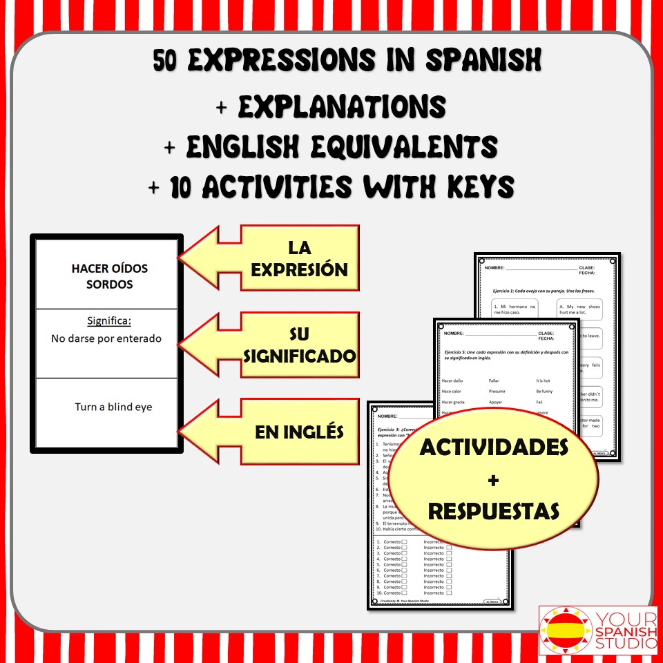 SPANISH ADVANCED VOCABULARY EXPRESSIONS WITH HACER NOTES AND ACTIVITIES ...
