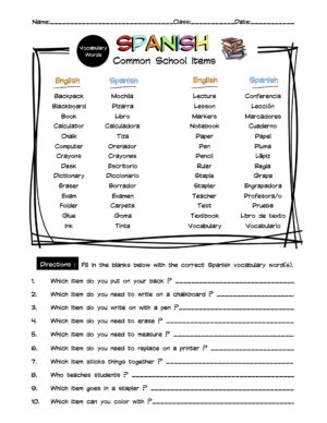 Spanish City Buildings Vocabulary Word List Column Worksheet | Made By ...